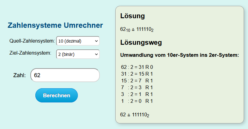 Zahlensysteme-Umrechner